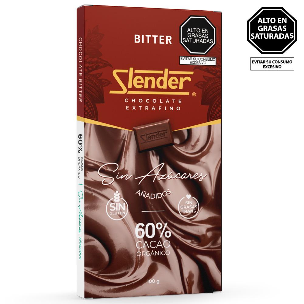 Slender Chocolate Bitter 60% Cacao Orgánico 100gr – Pharmax